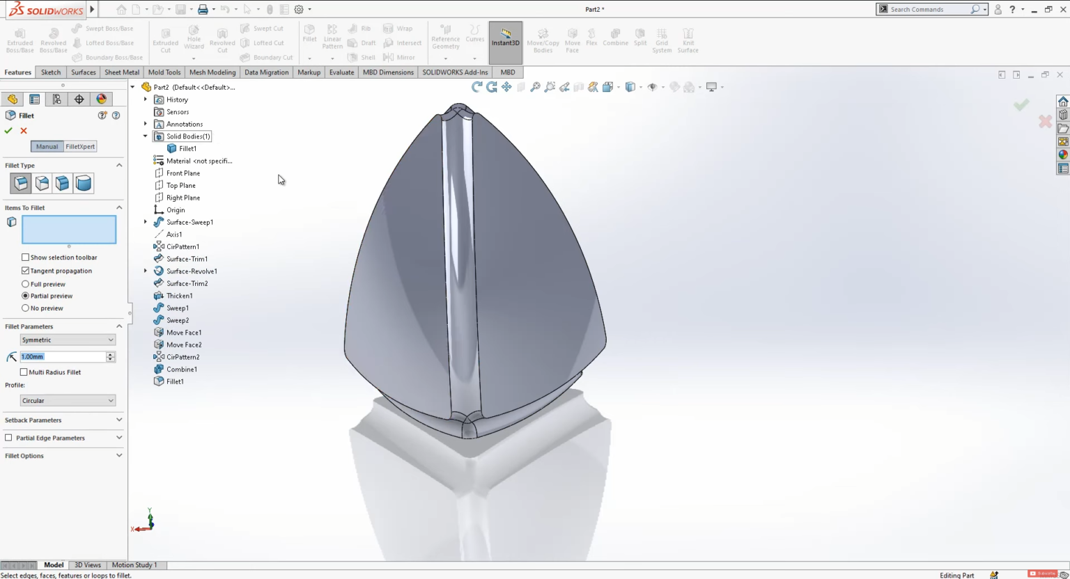 SOLIDWORKS Surface Modeling | STROJOTEHNIKA
